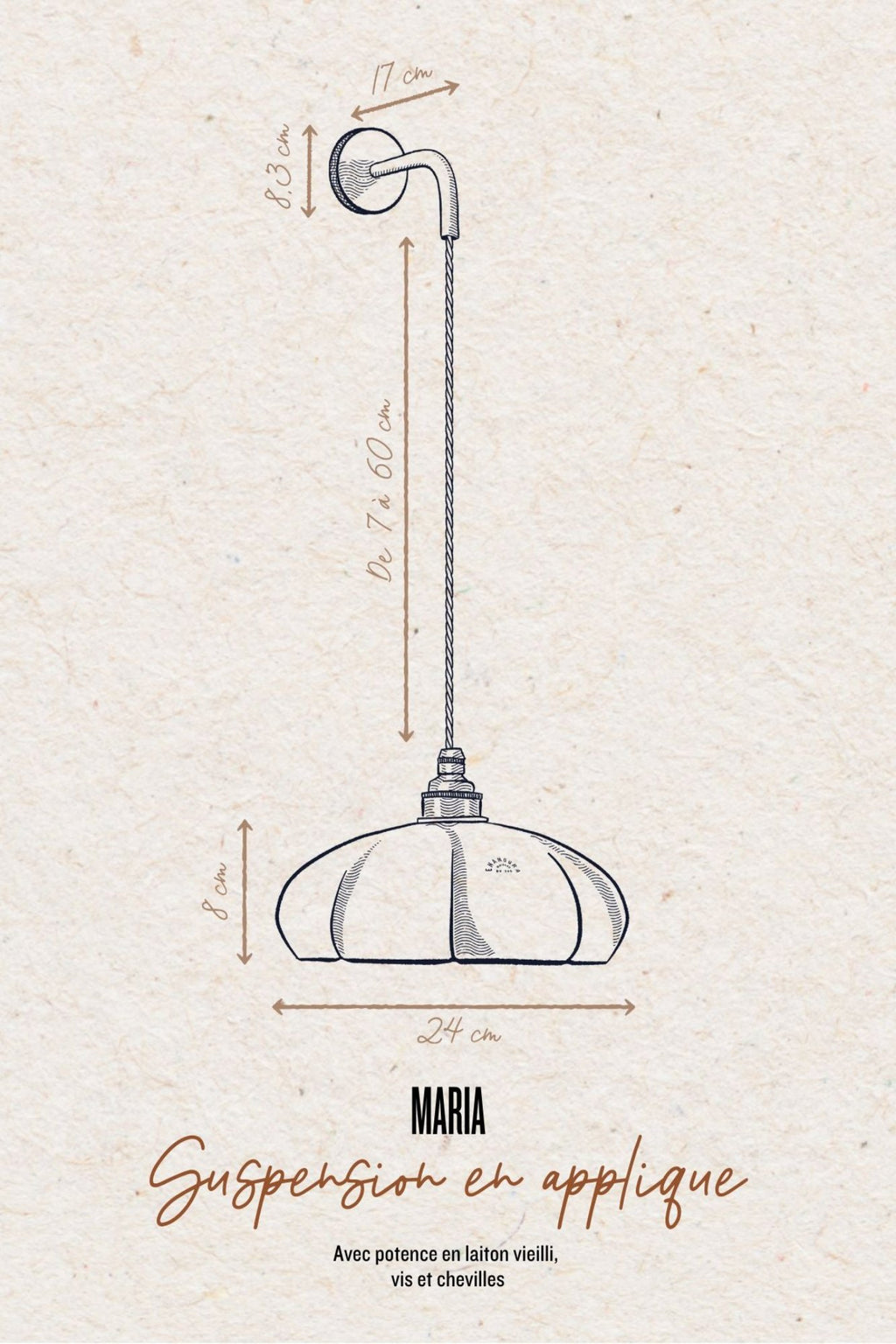 MARIA - Porcelaine Biscuit - Suspension en applique - Potence laiton v ...